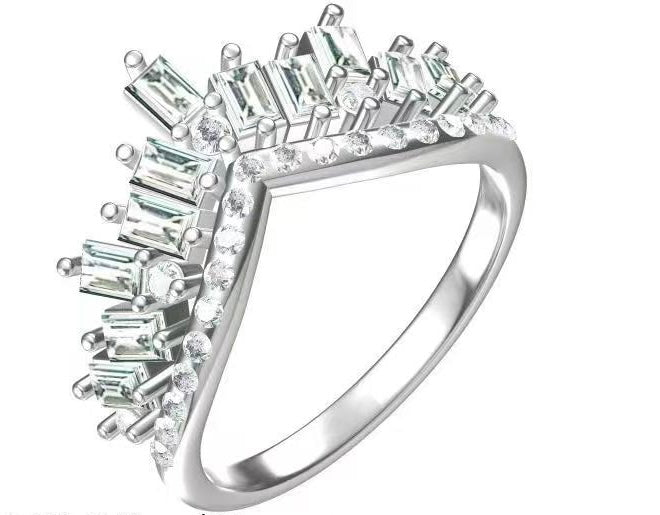 Queenie- Crown Moissanite Band – AWU Jewelry